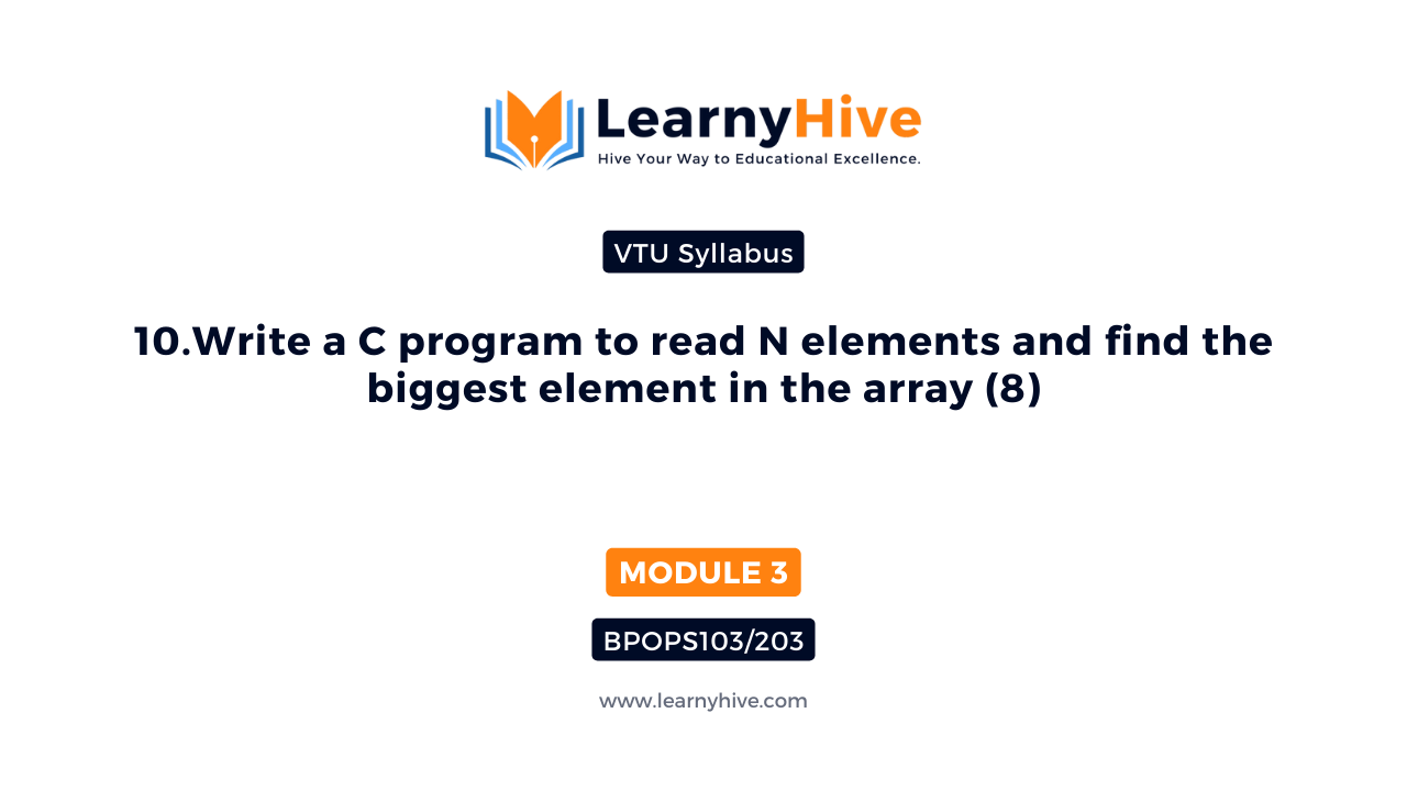 10write A C Program To Read N Elements And Find The Biggest Element In