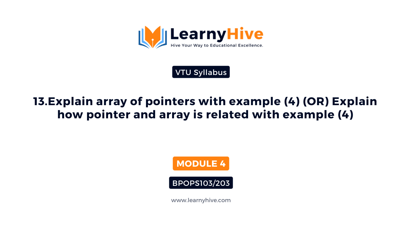 13explain Array Of Pointers With Example 4 Or Explain How Pointer 