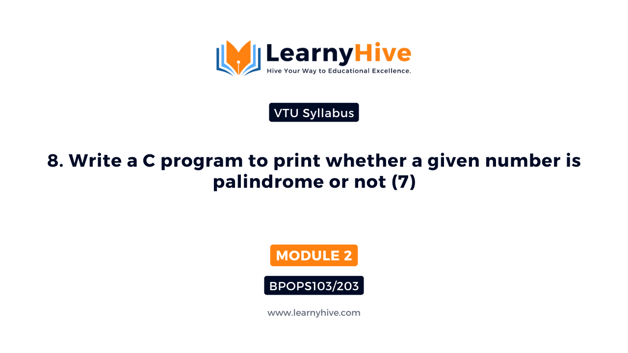 8 Write A C Program To Print Whether A Given Number Is Palindrome Or 9326